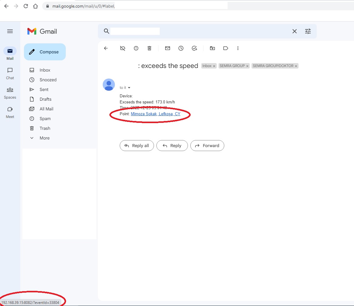 Received Email alert notification Point URL is redirecting to local host ip. Should redirect to ...