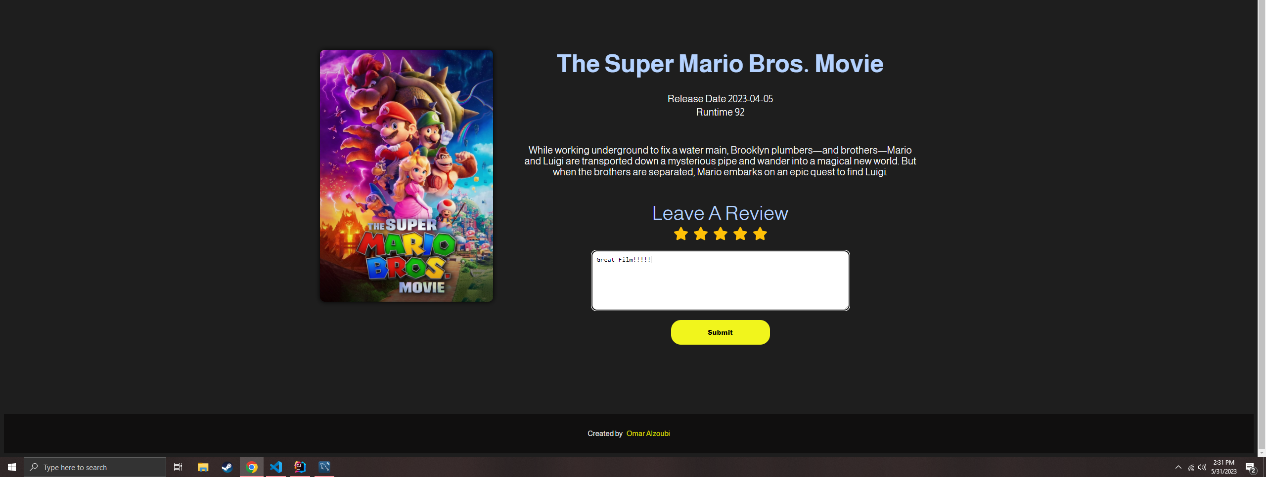 GitHub - OmarAz01/movie-rating-fullstack: Movie Rating App (React, Spring, MySQL)