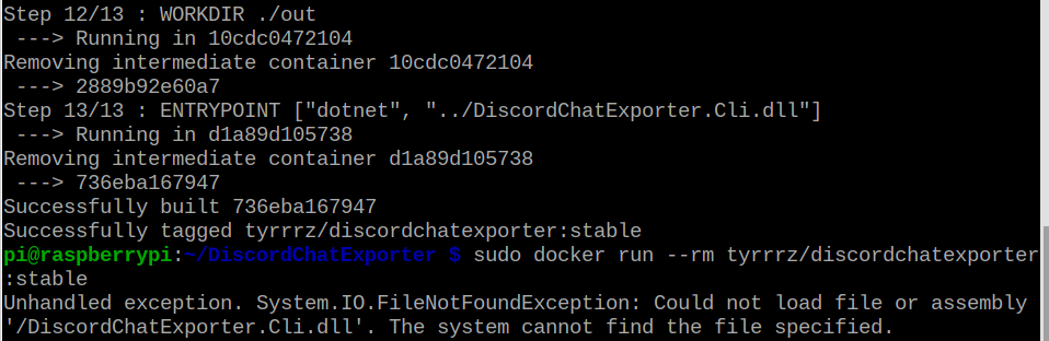 Docker unable to execute due to missing file · Issue #967 · Tyrrrz/DiscordChatExporter · GitHub