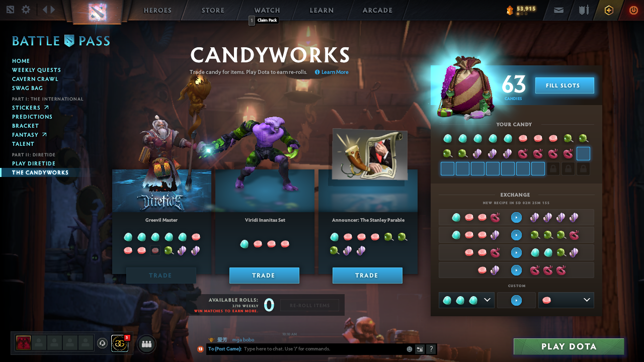 Candyworks bug: I have probably spent like 8 rerolls now and the left slot is always the warlock ...