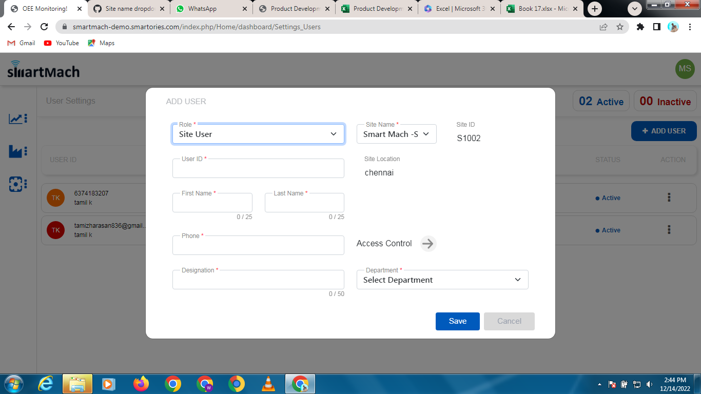 Site name dropdown is enabled for Site Admin in Add User · Issue #2 · SmartMach/webapp-v1 · GitHub