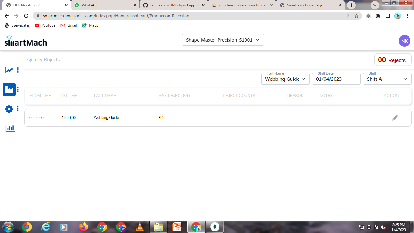 active part rec missed in rejection · Issue #74 · SmartMach/webapp-v1 · GitHub