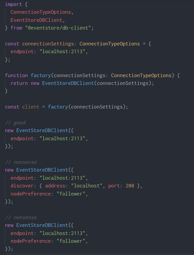 Can't use ConnectionTypeOptions with the EventStoreDB constructor · Issue #166 · kurrent-io ...
