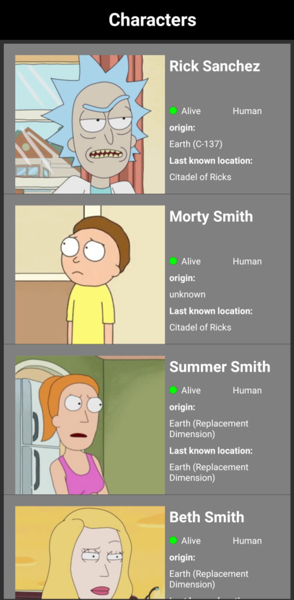 GitHub - jesus13th/RickAndMorty_UI: Xamarin UI for Rick and Morty's API