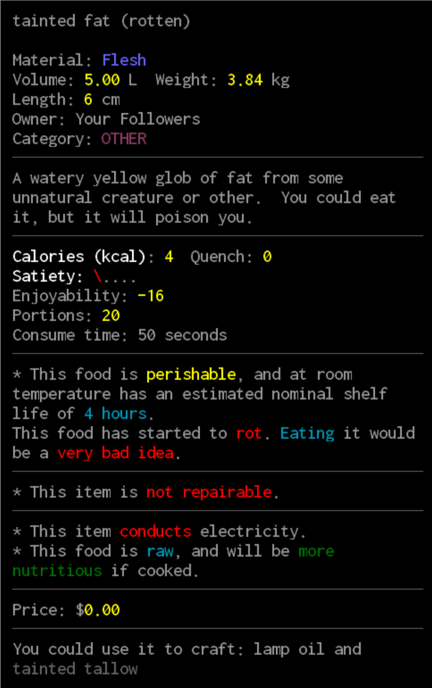 Lamp oil cannot be crafted from rotten tainted fat · Issue #61779 · CleverRaven/Cataclysm-DDA ...