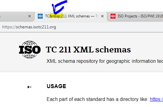 Page title shows ` ` · Issue #7 · ISO-TC211/schemas-isotc211.github.io · GitHub
