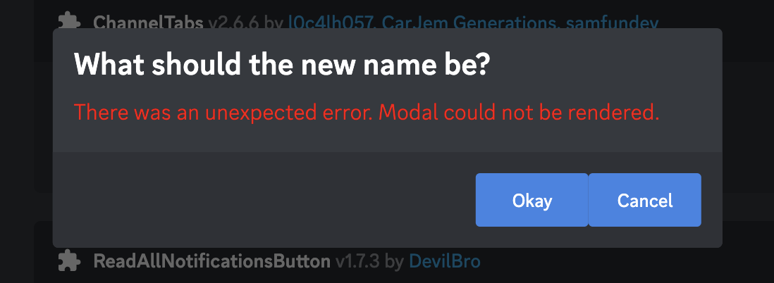 [ChannelTabs] Issue: Can't rename group or channel · Issue #163 · aarondoet/BetterDiscordStuff ...