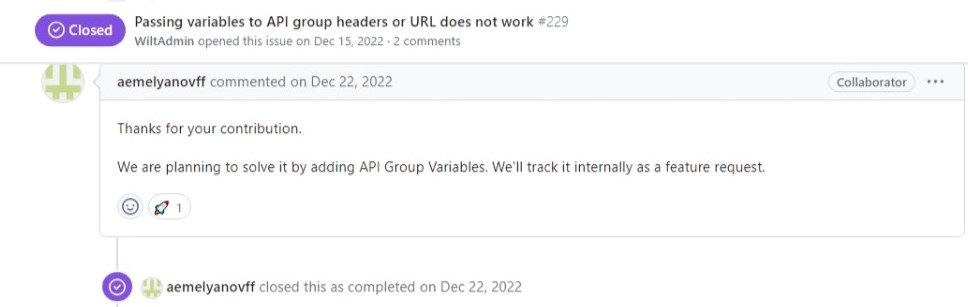 Group API variables can't be used in headers (test mode web and android ...