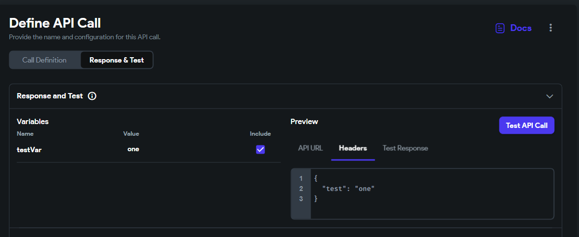 Group variables passed into group headers in API Response & Test ...