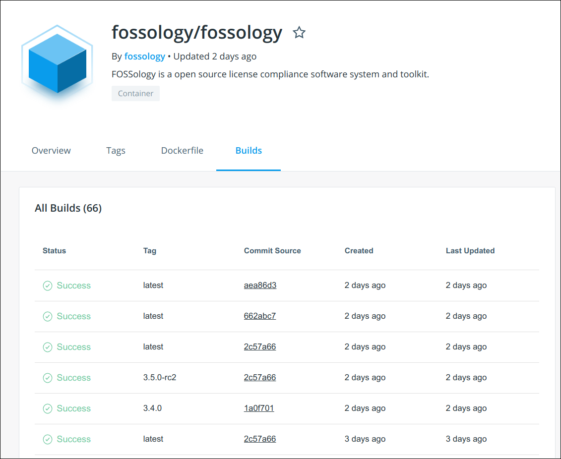 Dockerhub currently builds images from all branches, not only master · Issue #1326 · fossology ...
