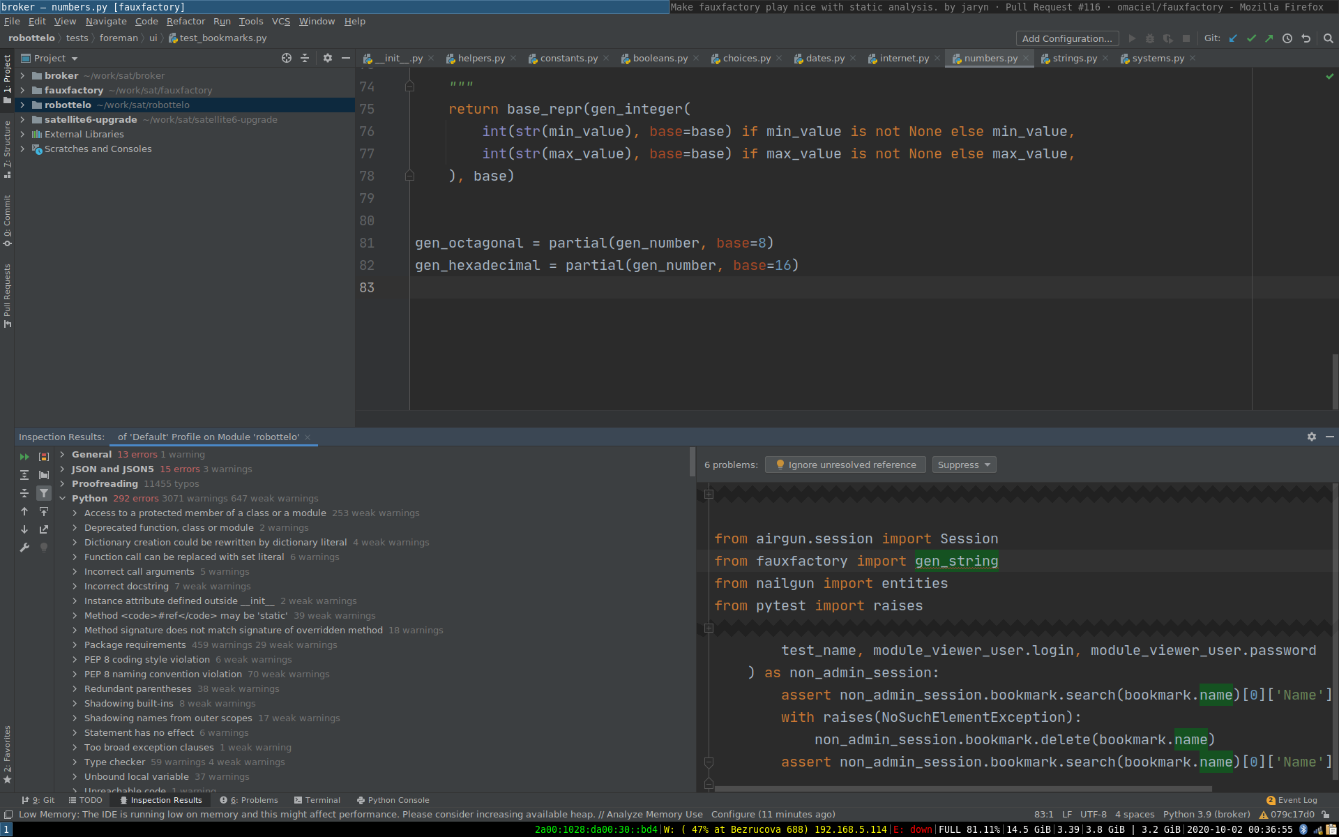 [RFR] Make fauxfactory play nice with static analysis. by jarovo · Pull ...