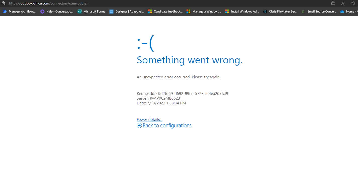 Connectors Oam Publish Link Is Broken And Throws Error Page · Issue