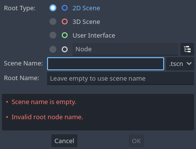 "Create New Scene" dialog doesn't follow naming conventions · Issue #78946 · godotengine/godot ...
