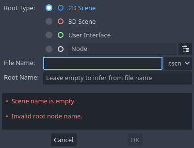 "Create New Scene" dialog doesn't follow naming conventions · Issue #78946 · godotengine/godot ...