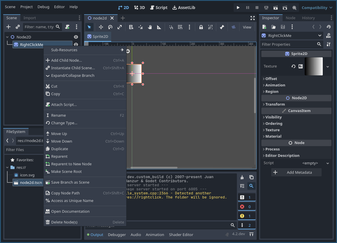 Crash when right clicking on node with sub-resources · Issue #82366 · godotengine/godot · GitHub