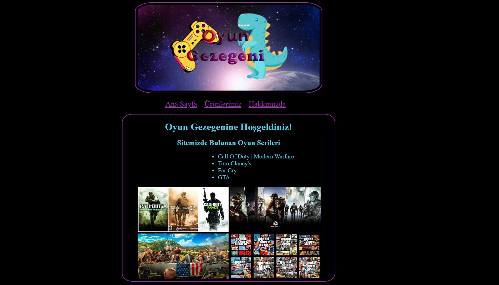 GitHub - aemreer/Oyun-Gezegeni: html-css ile 3 sayfalı site