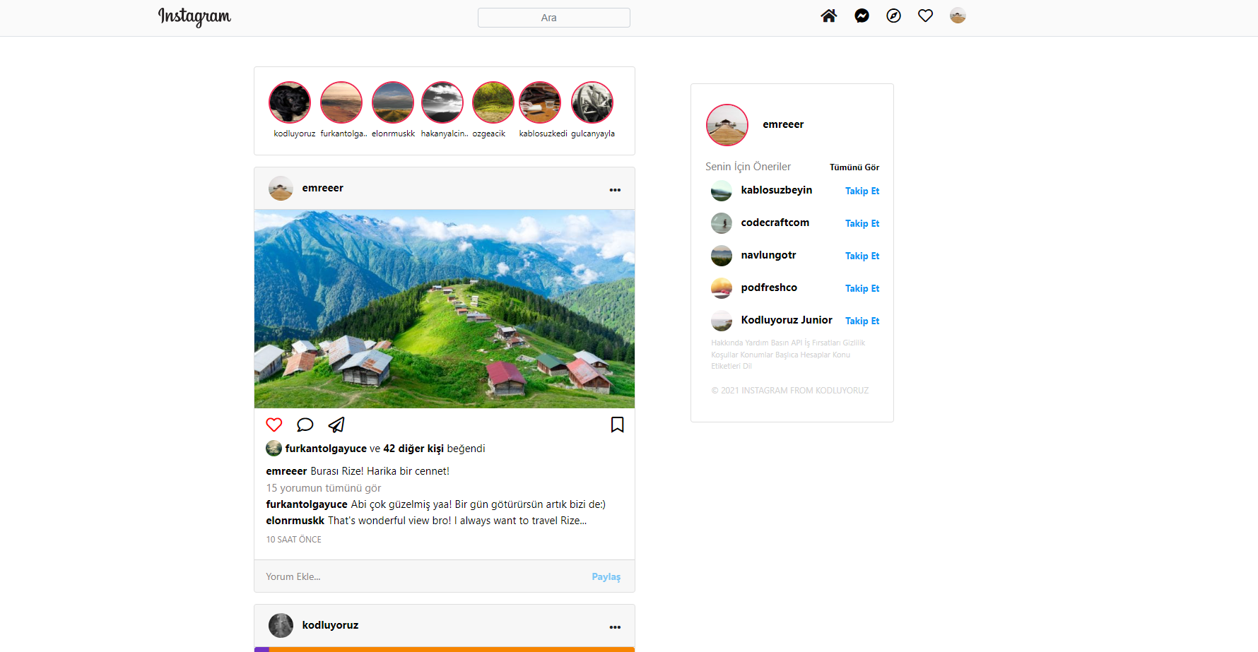 GitHub - aemreer/Instagram-Clone: Patika.dev platformunda ödev olarak ...