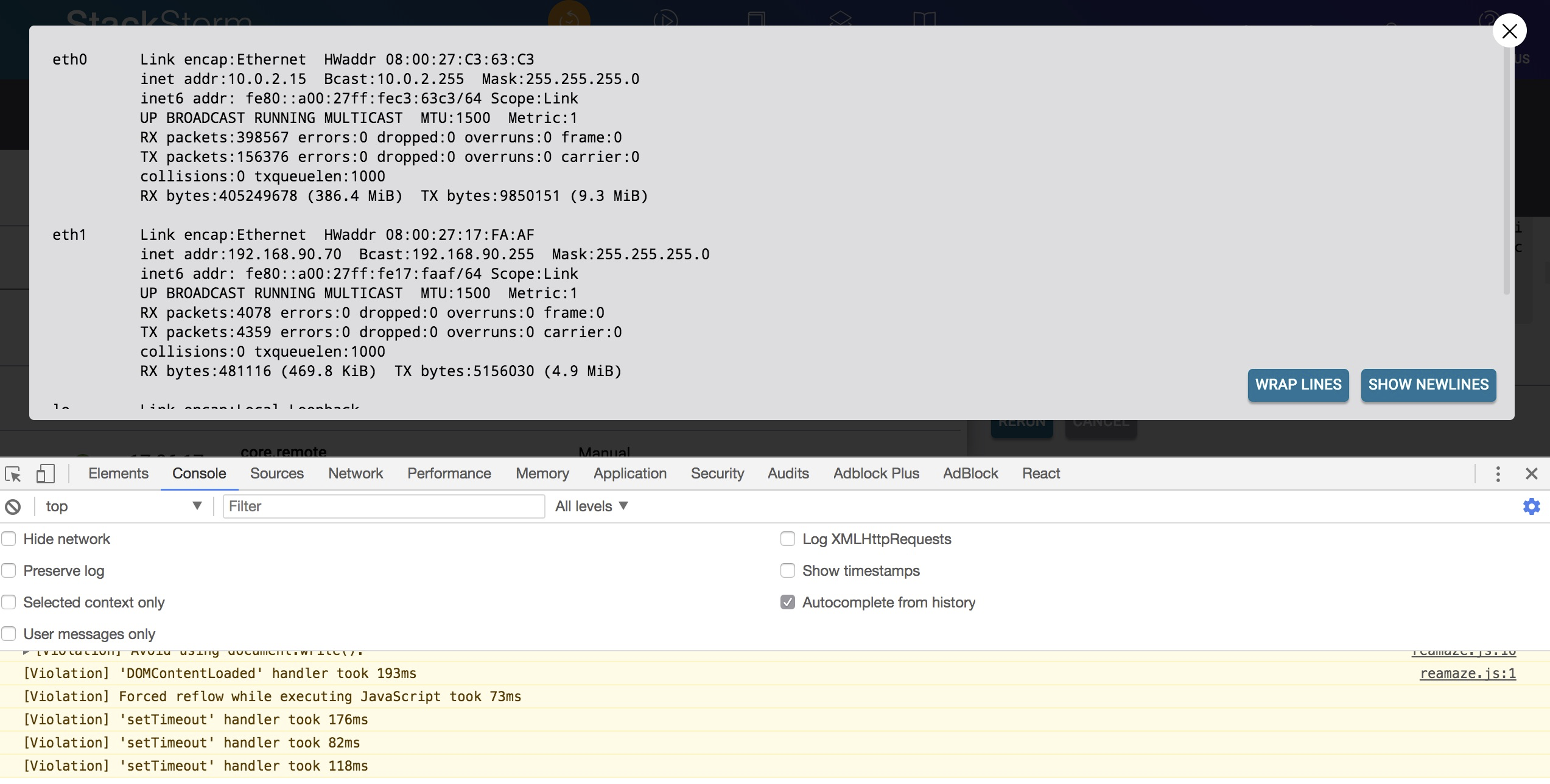 React Dev `show Newlines` Button Not Working In Action Output · Issue 1423