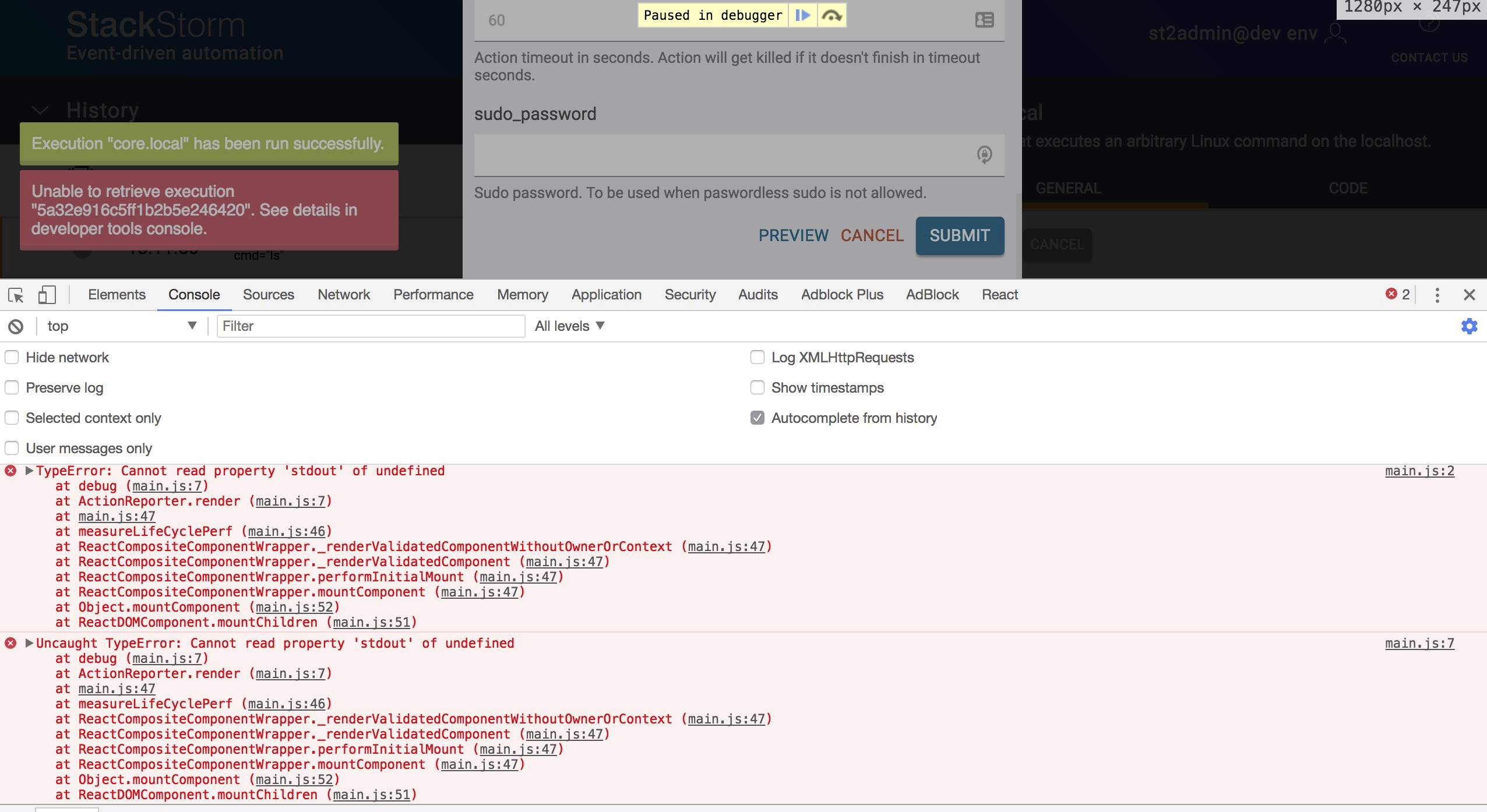 react-dev: Rerunning the action: "Unable to retrieve execution " · Issue #441 · StackStorm ...