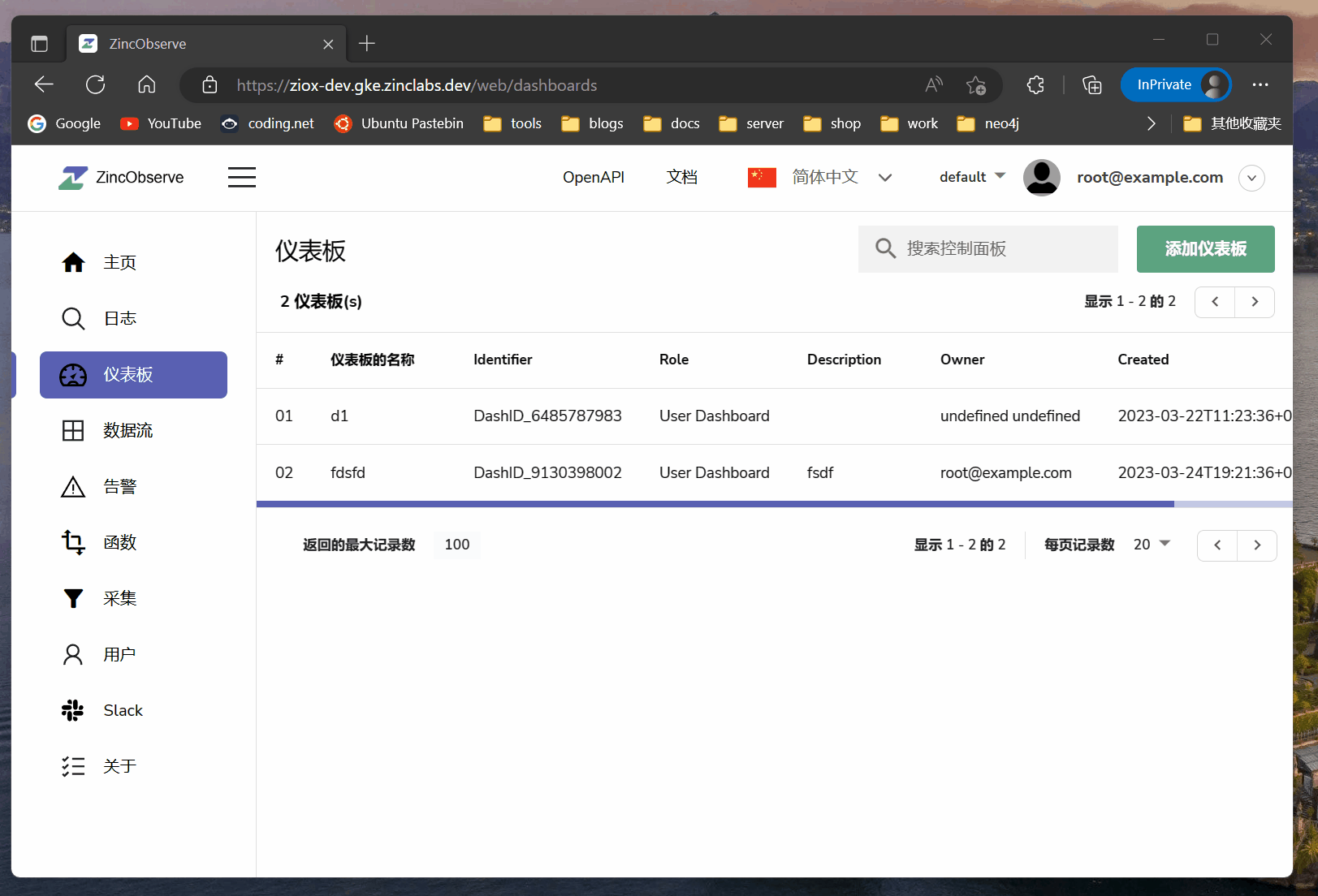 FUNC: 切换组织后，仪表盘数据记录消失 · Issue #384 · openobserve/openobserve · GitHub
