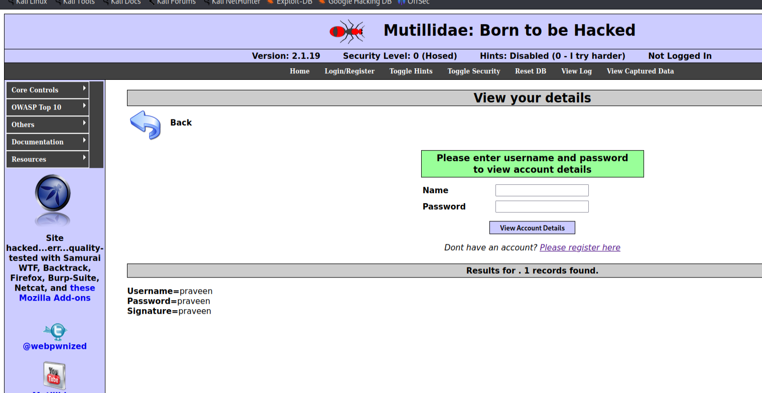 GitHub - JoshuaSamuel7/Ex-8-sqlinjection: Exploiting SQL Injection vulnerability