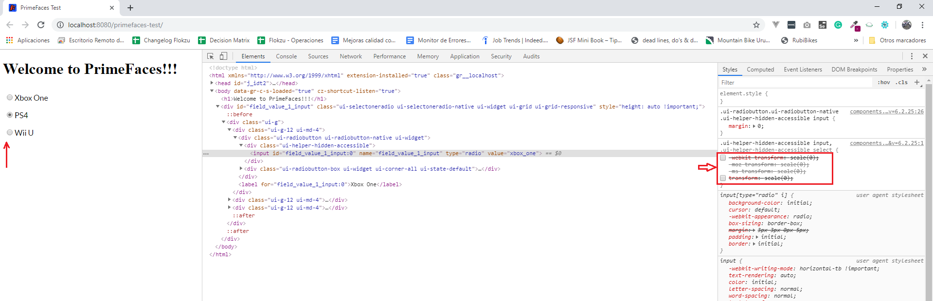 SelectOneRadio: not displaying the input (circles) · Issue #5216 · primefaces/primefaces · GitHub