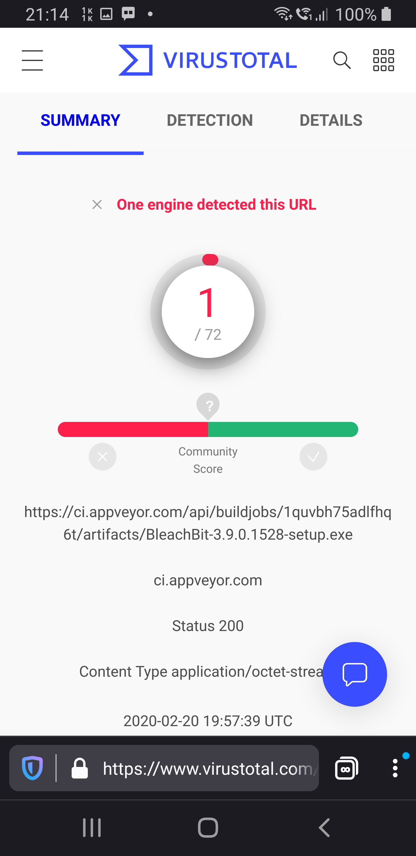 bleachbit.exe (BleachBit-3.1.0.1507-portable.zip) false positive with ...