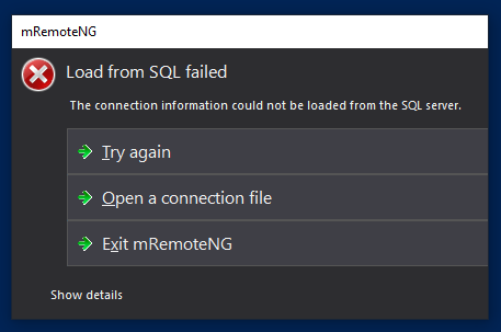 Application Crashes after Setting SQL Options · Issue #1368 · mRemoteNG ...