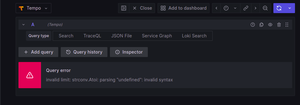 Traceql Derived Fields With Traceql Query Add A Limitundefined In Request That Make It Not