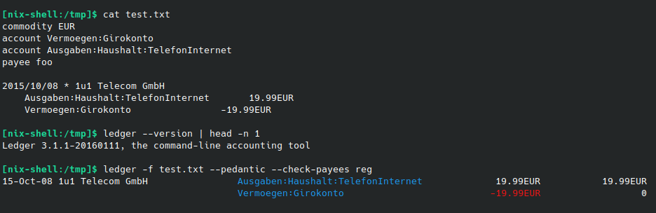 `--pedantic` and `--check-payees` with unexpected behavior · Issue #2202 · ledger/ledger · GitHub