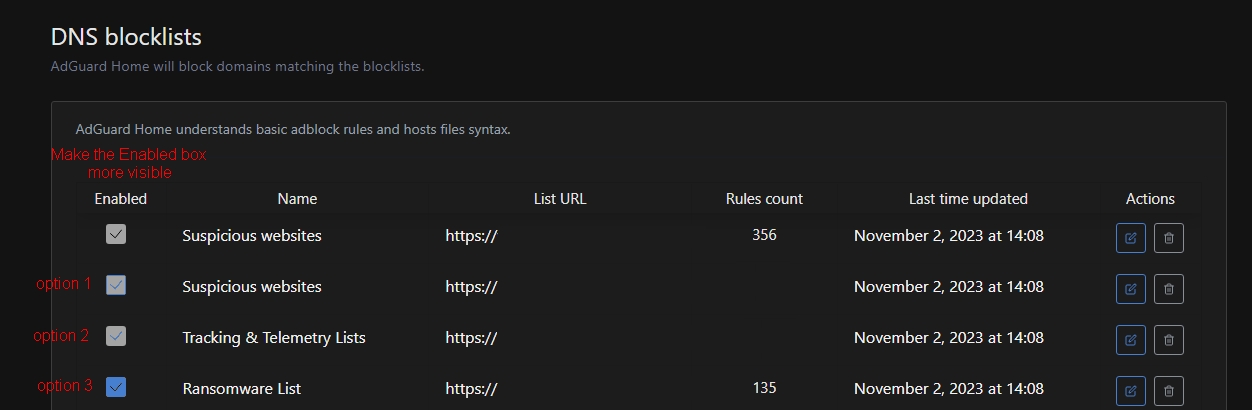 New Feature: DNS Blocklists, enable button visibility · Issue #6380 · AdguardTeam/AdGuardHome ...