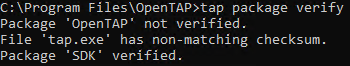 'Tap package verify' command fails for OpenTAP: 'tap.exe' has non-matching checksum · Issue ...