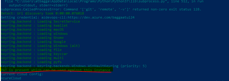 [Bug] az devops dont use logged in user to access https://dev.azure.com ...