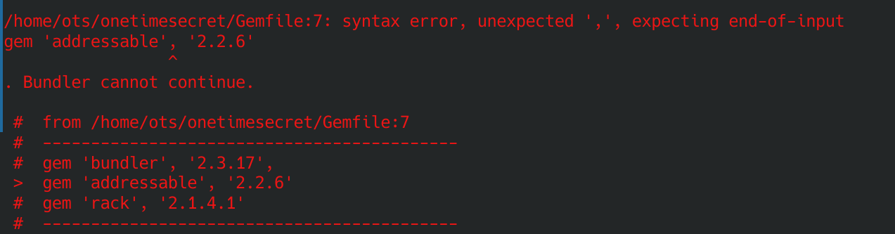Can't Install · Issue #220 · onetimesecret/onetimesecret · GitHub