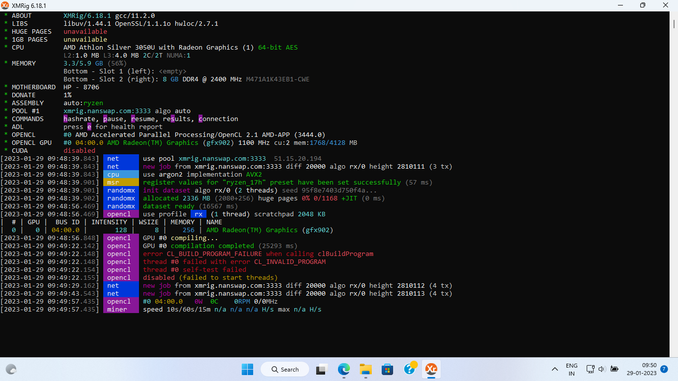 XMRig doesnt mine with GPU. It displays N/A on first attempt and in second try, it cant find any ...