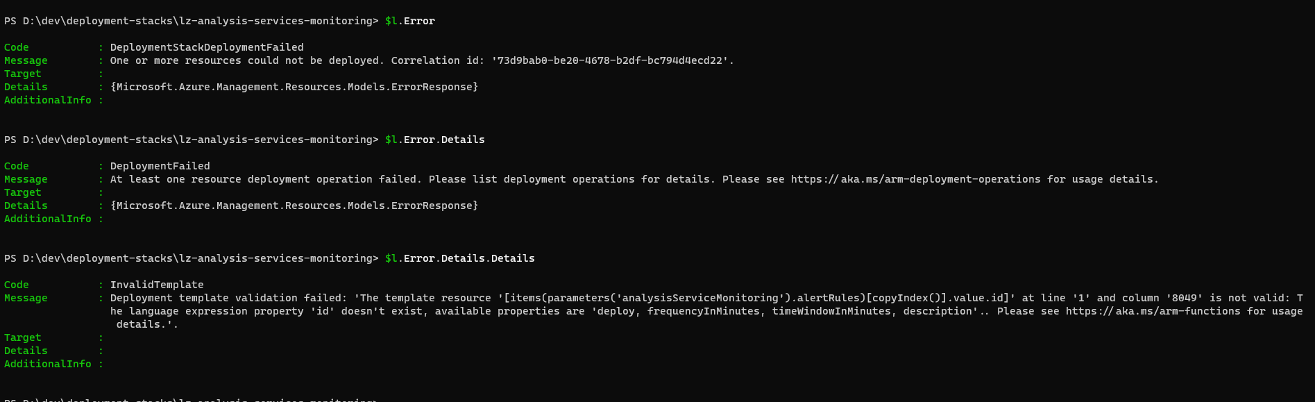 Deployment Resource ID missing when failure is due to template rather ...