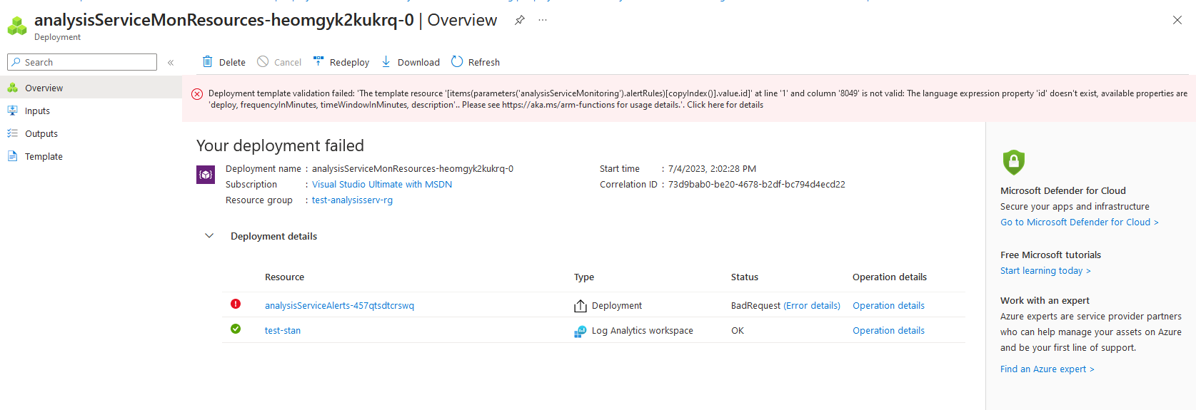 Deployment Resource ID missing when failure is due to template rather ... Deployment Resource ID missing when failure is due to template rather ...