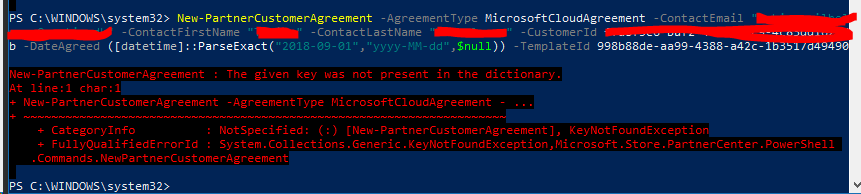 New-PartnerCustomerAgreement Breaking change · Issue #52 · microsoft/Partner-Center-PowerShell ...