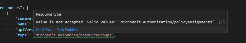 Types not recognized at subscription level · Issue #236 · microsoft/vscode-azurearmtools · GitHub