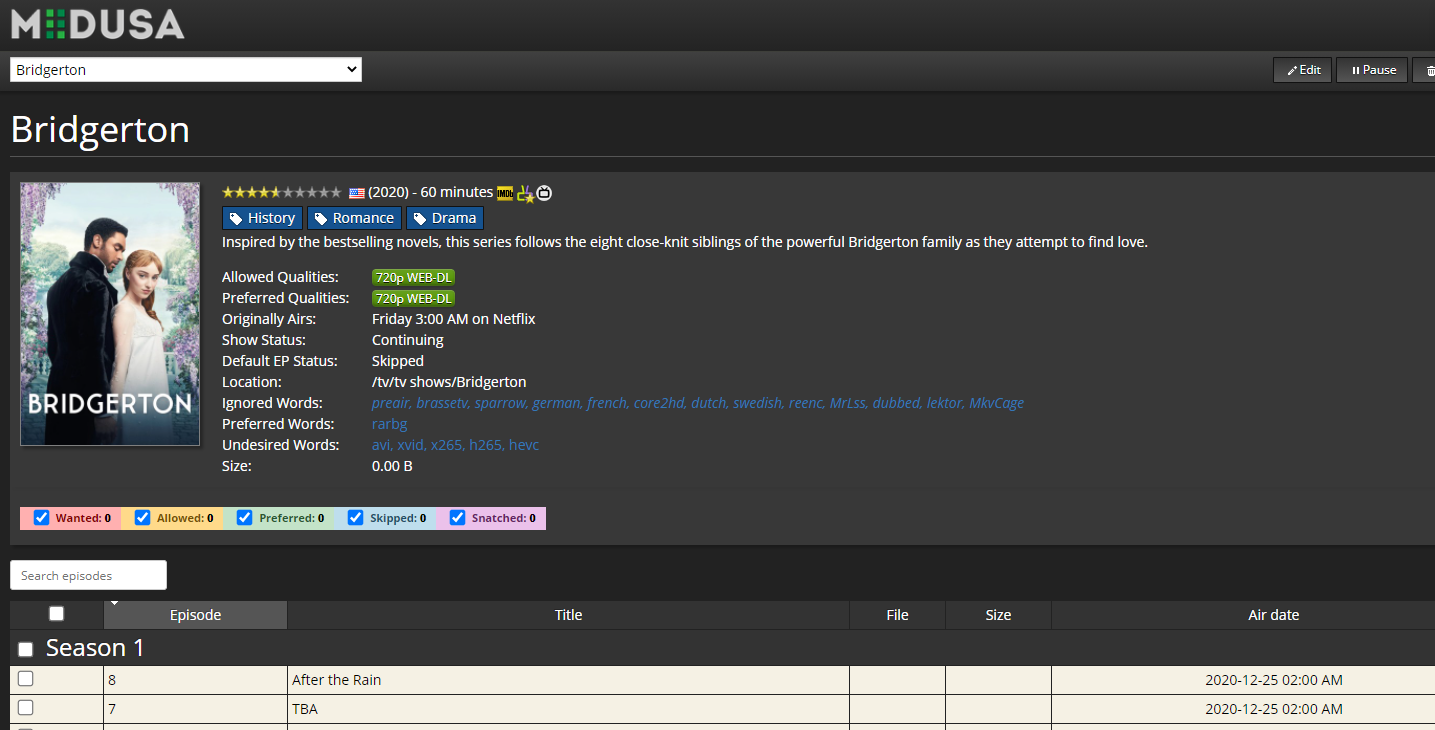 When adding a new existing show, Default EP Status selection not ...