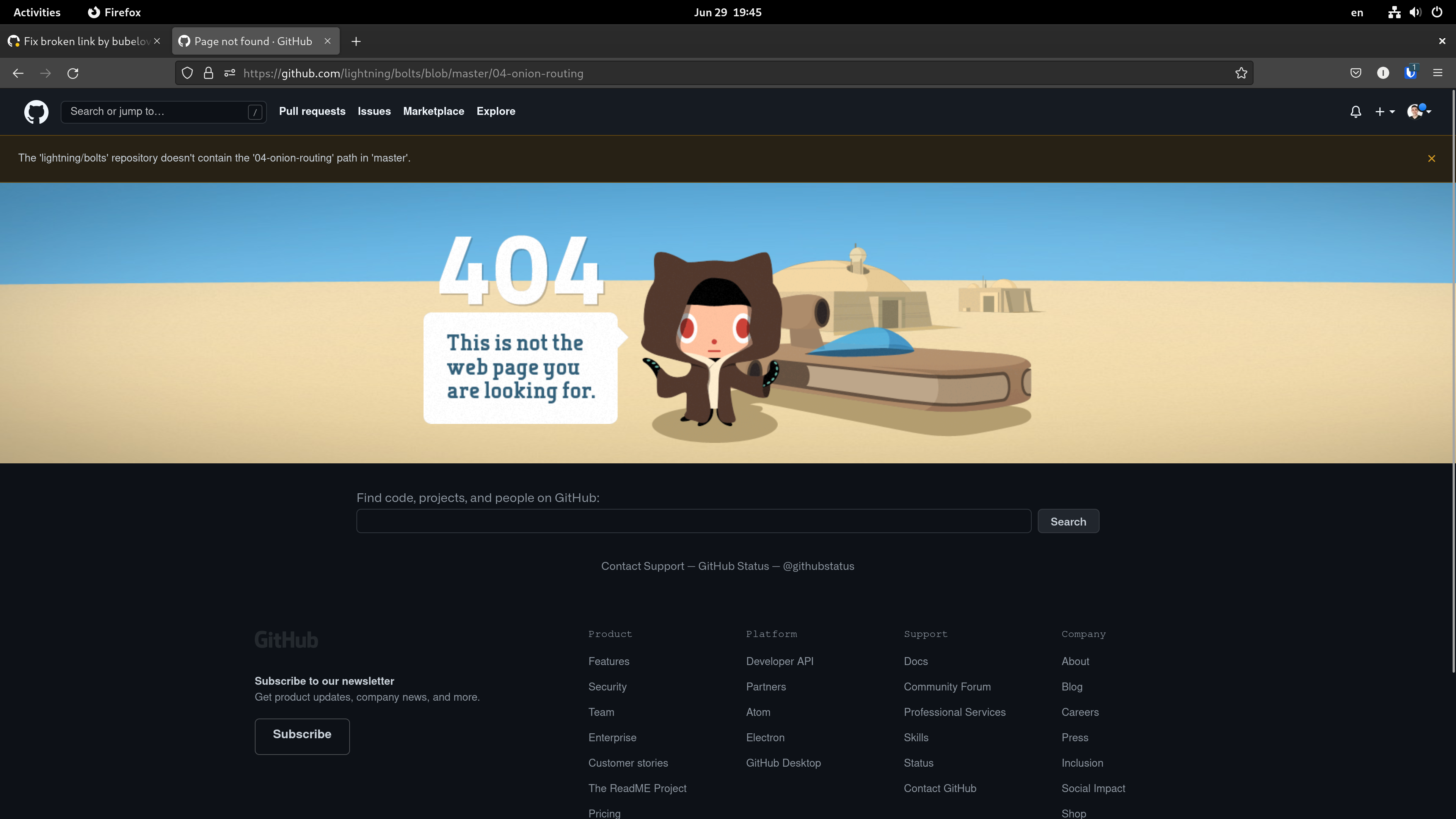 Fix broken link by bubelov · Pull Request #5357 · ElementsProject/lightning · GitHub