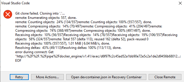Clone Repository in Container Volume hangs cloning · Issue #6208 · microsoft/vscode-remote ...