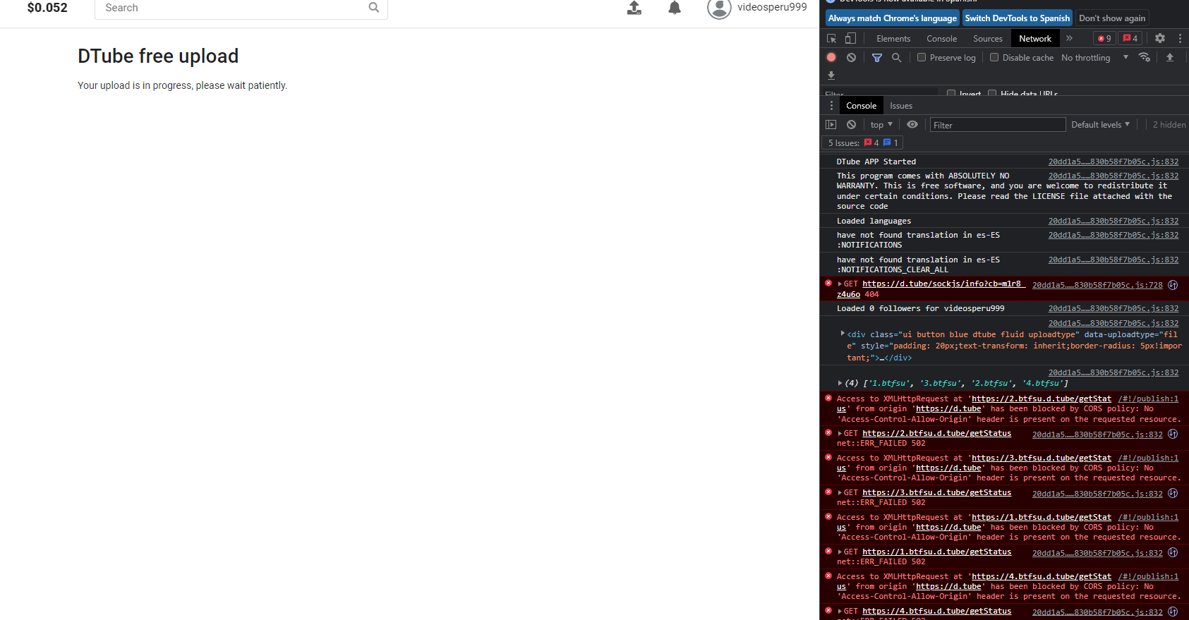I have an error uploading video to my new account · Issue #360 · dtube/dtube · GitHub
