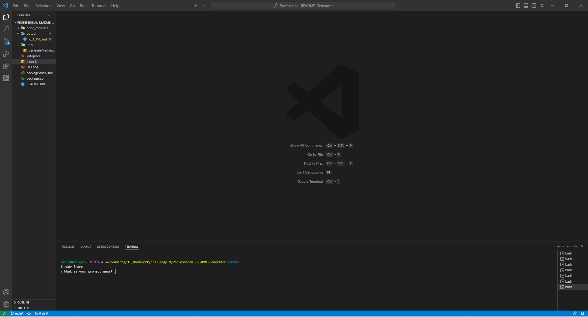 GitHub - Ashleyg5/Professional-README-Generator: I developed a JavaScript-based readme document ...