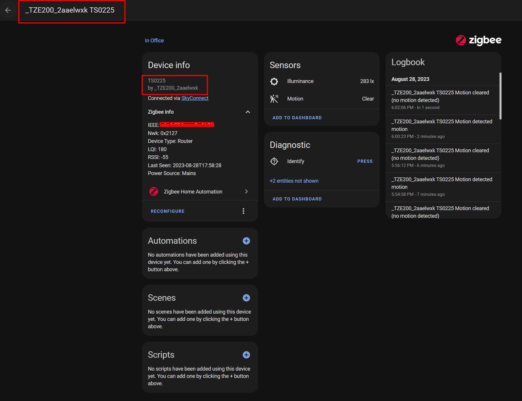 [New device support]: TuYa 24GHz Human Presence Sensor TS0225_TZE200_2aaelwxk · Issue #18612 ...