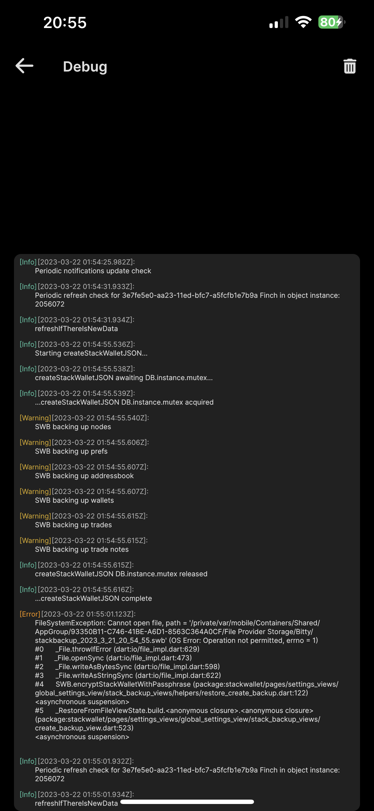 Manual backup failing on iOS · Issue #416 · cypherstack/stack_wallet · GitHub