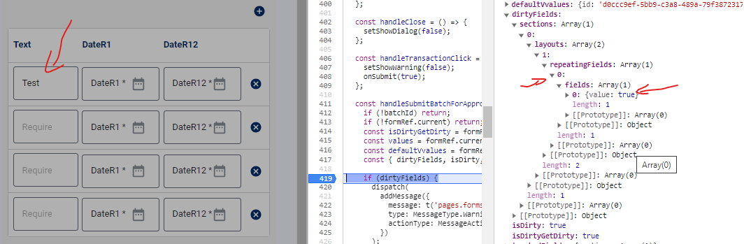 DirtyFields state still containing a dirty field even though the field was removed from ...