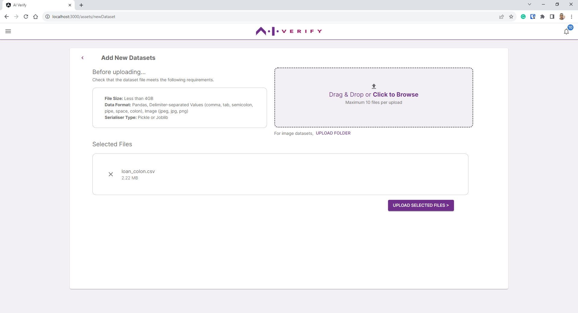 [BUG] Dataset and Model will not be available for upload after deselecting and reselecting the ...