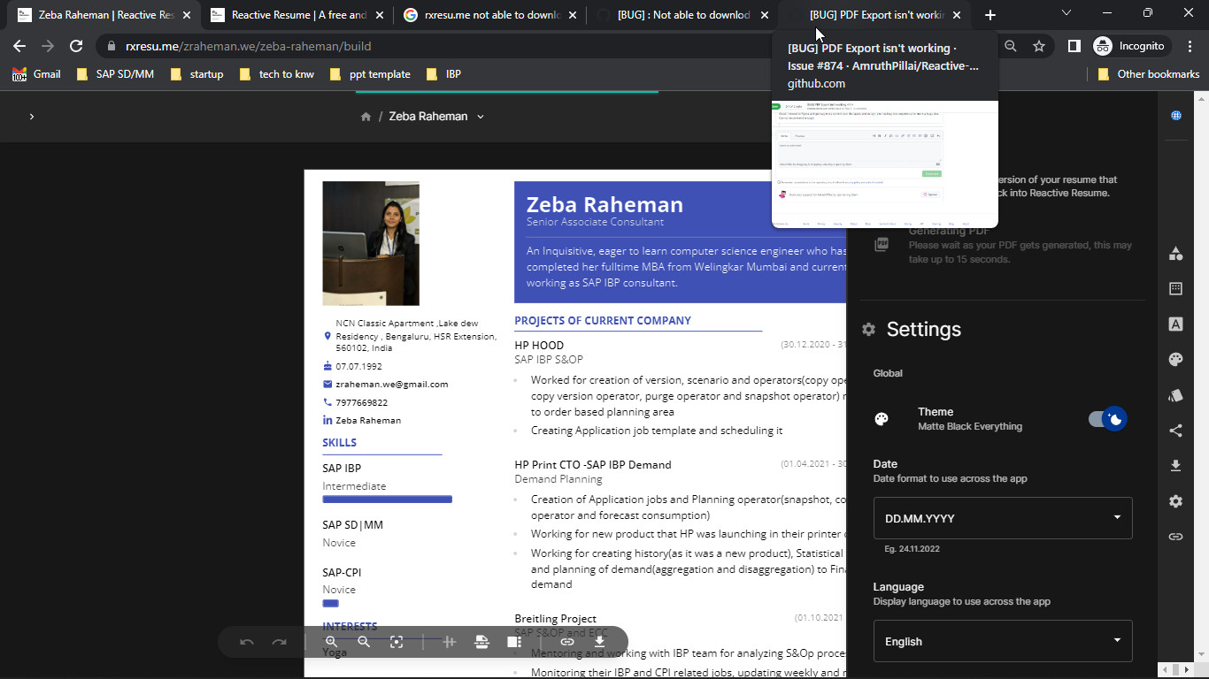 [BUG] : Not able to downlod PDF · Issue #1098 · AmruthPillai/Reactive-Resume · GitHub