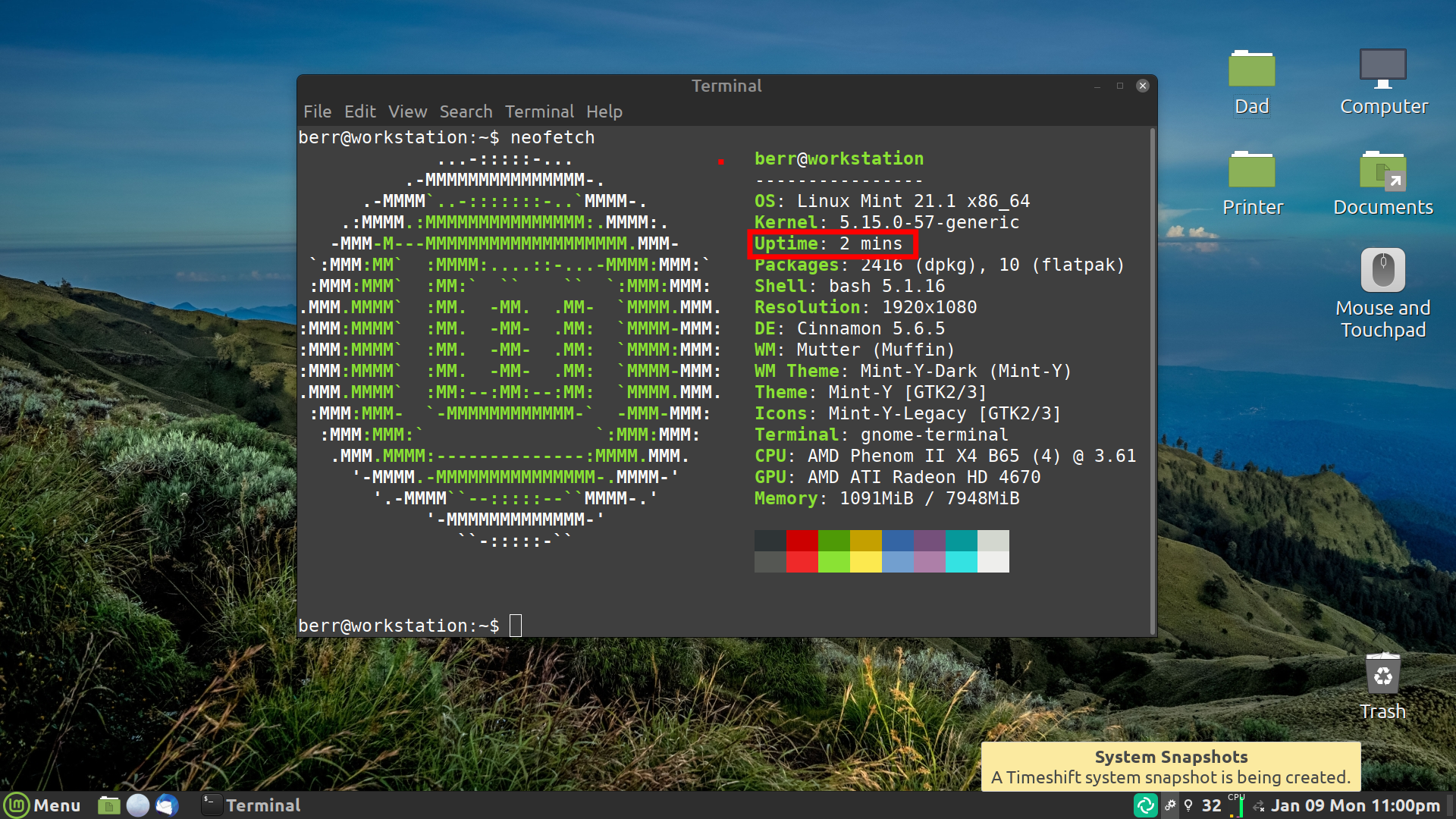 Hourly snapshots are created on the hour at x o-clock rather than after an hour of system uptime ...